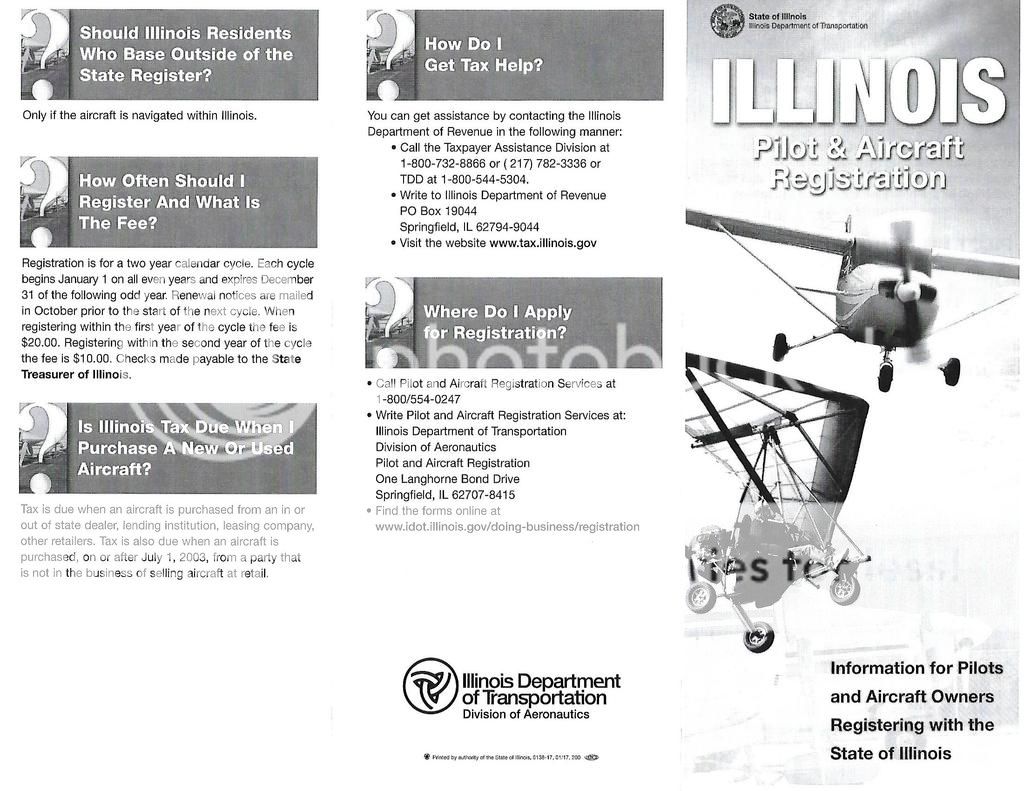 Illinois taxes Pilots and Airplanes. Letter from IDOT | Pilots of America